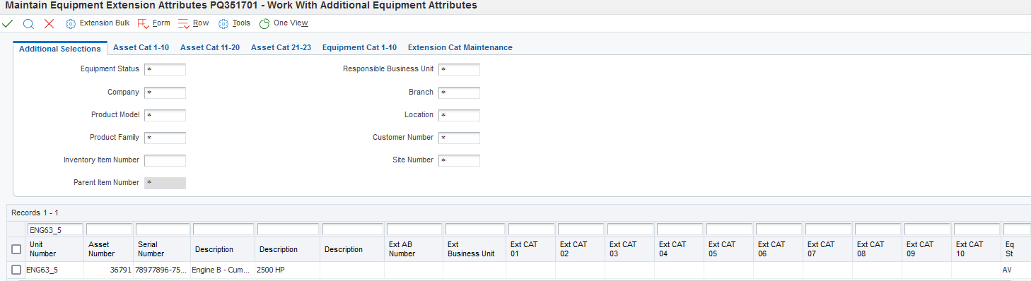 Equipment Extension Attribute