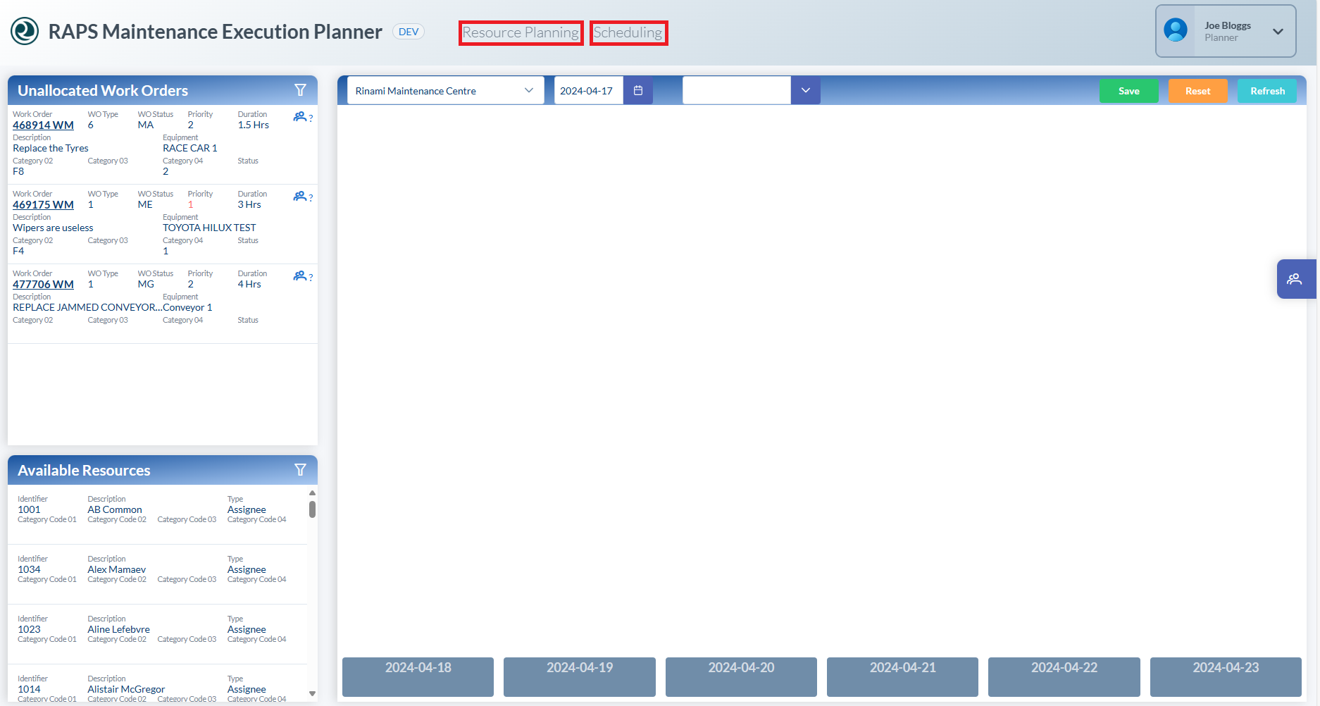 Maintenance Execution Planner