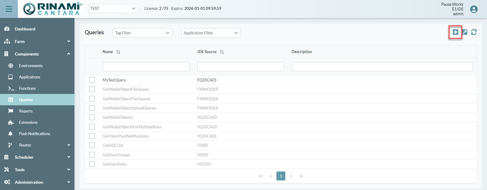 Adding and Exporting a Query