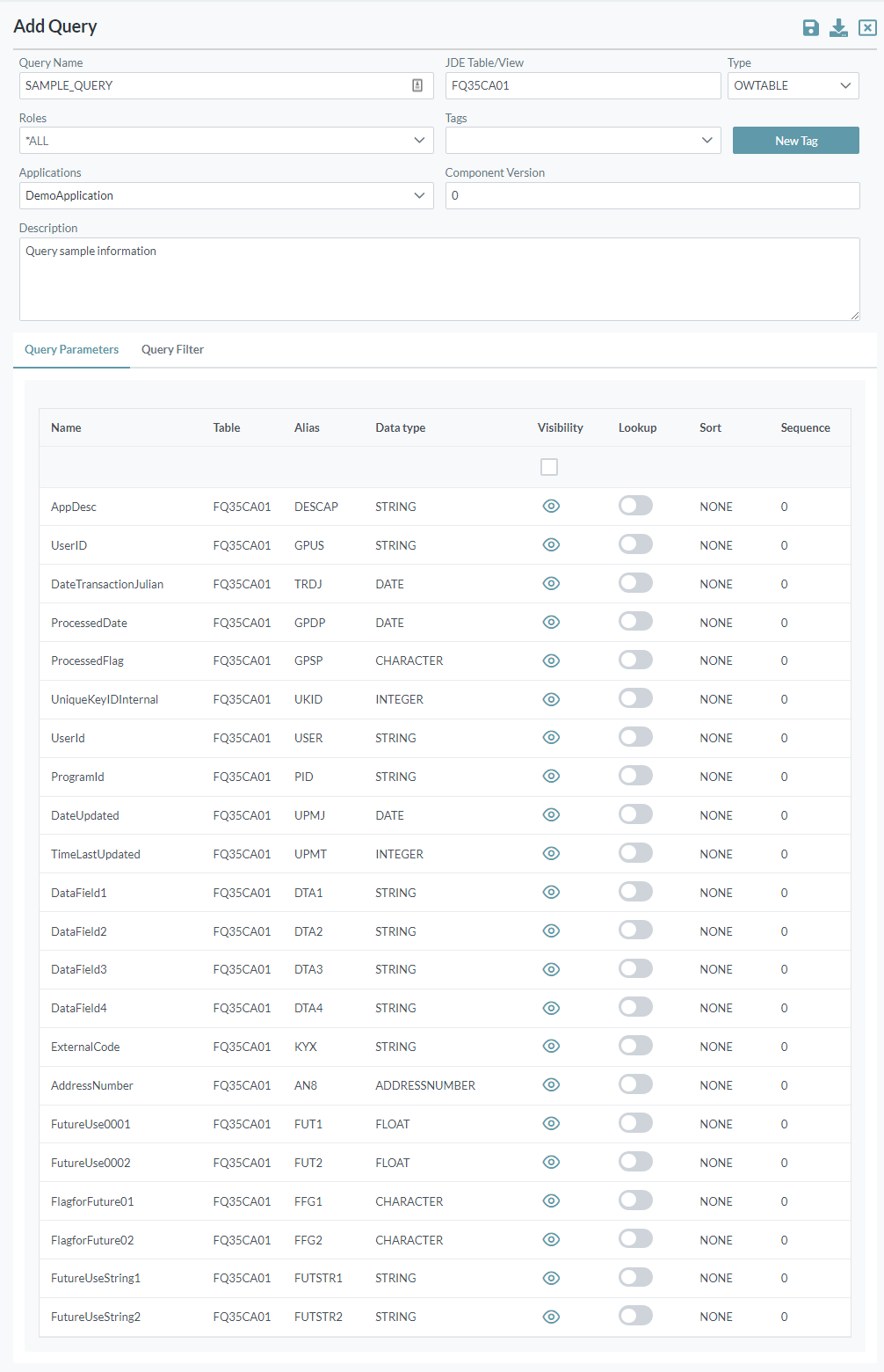 Adding and Exporting a Query