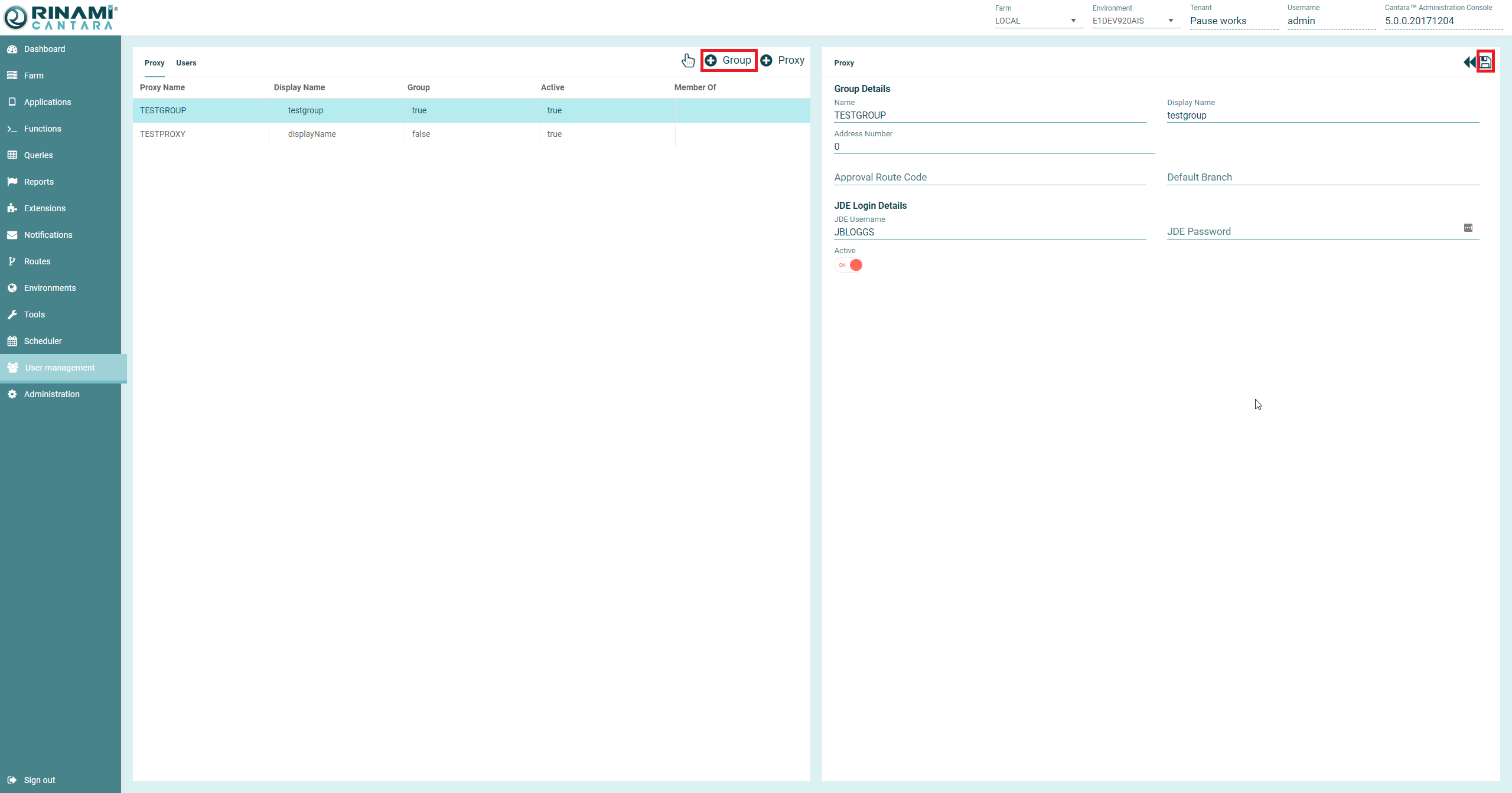 Managing Proxy Groups / Users